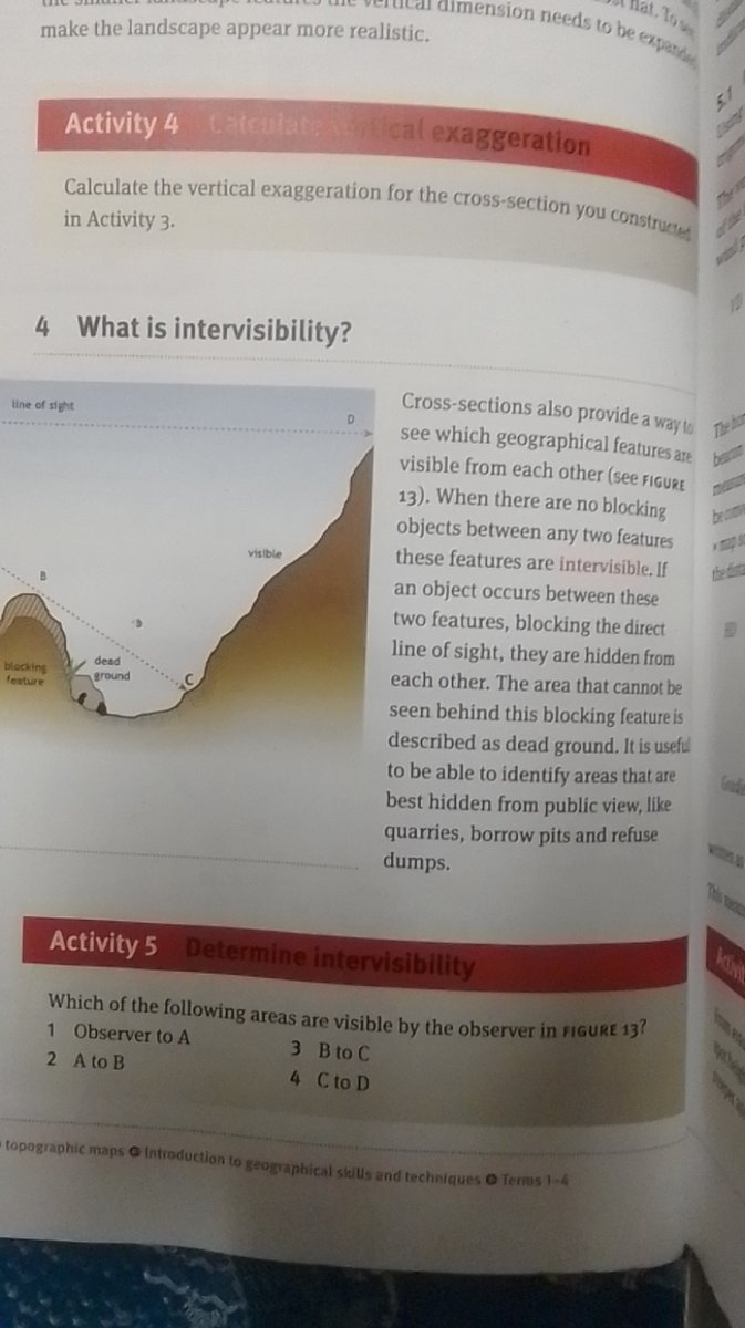 Activity 4 Calculate the vertical exaggeration for the cross-section you
