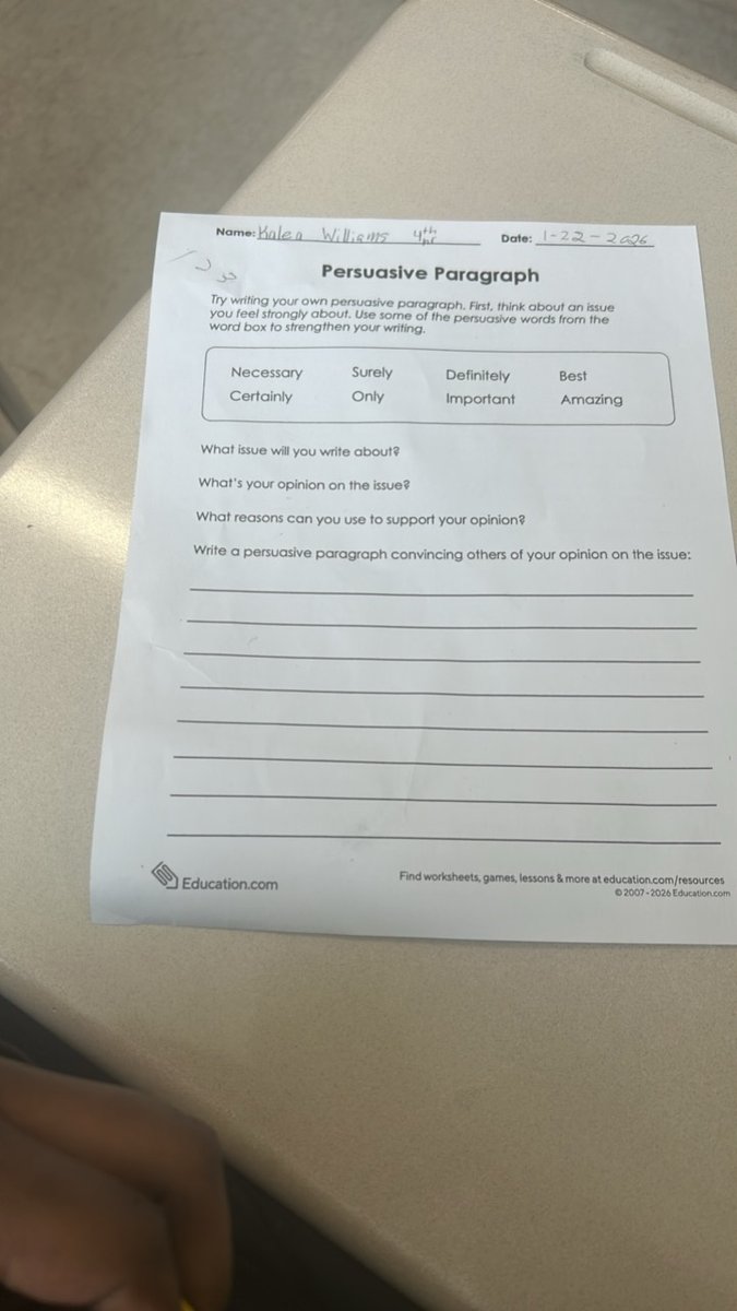 Persuasive Paragraph Try writing your own persuasive paragraph. First, t..