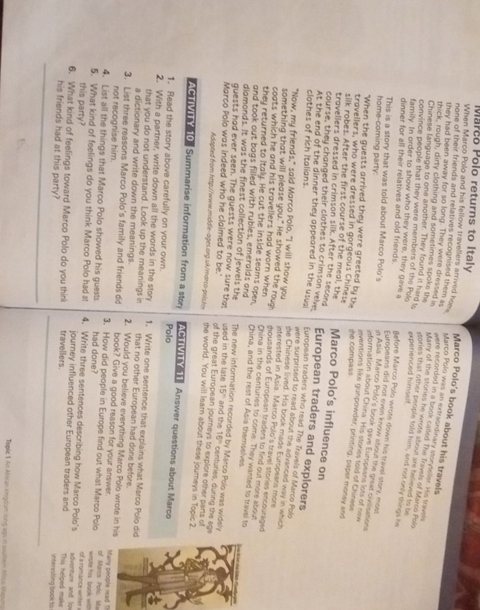 Here are two activities based on the provided text about Marco Polo: ACT..