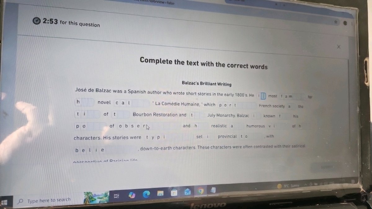 Complete the text with the correct words. Balzac's Brilliant Writing Jo..