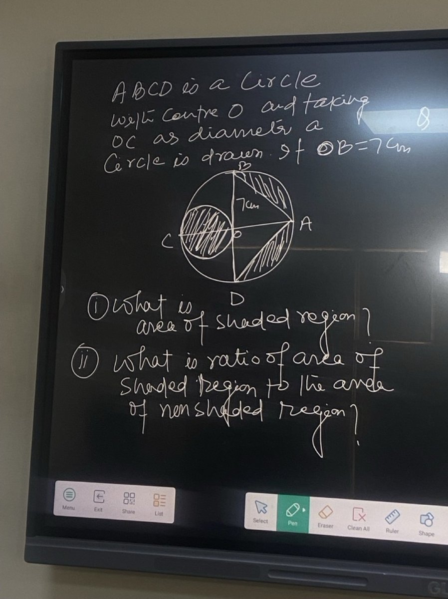 ABCD is a Circle with centre O and taking OC as diameter a Circle is draw..