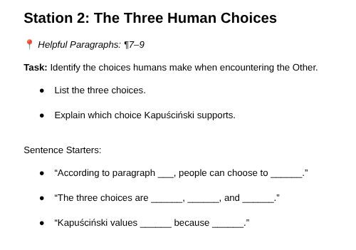 Station 2: The Three Human Choices Helpful Paragraphs: ¶¶7-9 Task: Iden..