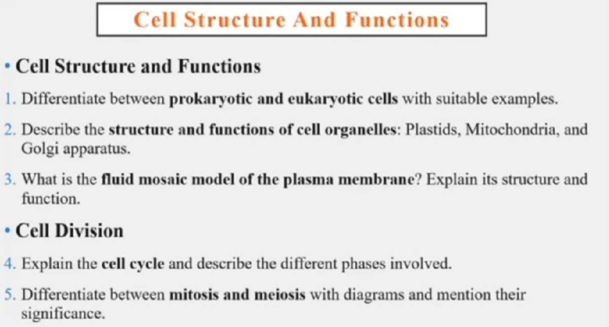 Cell Structure And Functions Differentiate between prokaryotic and eukar..