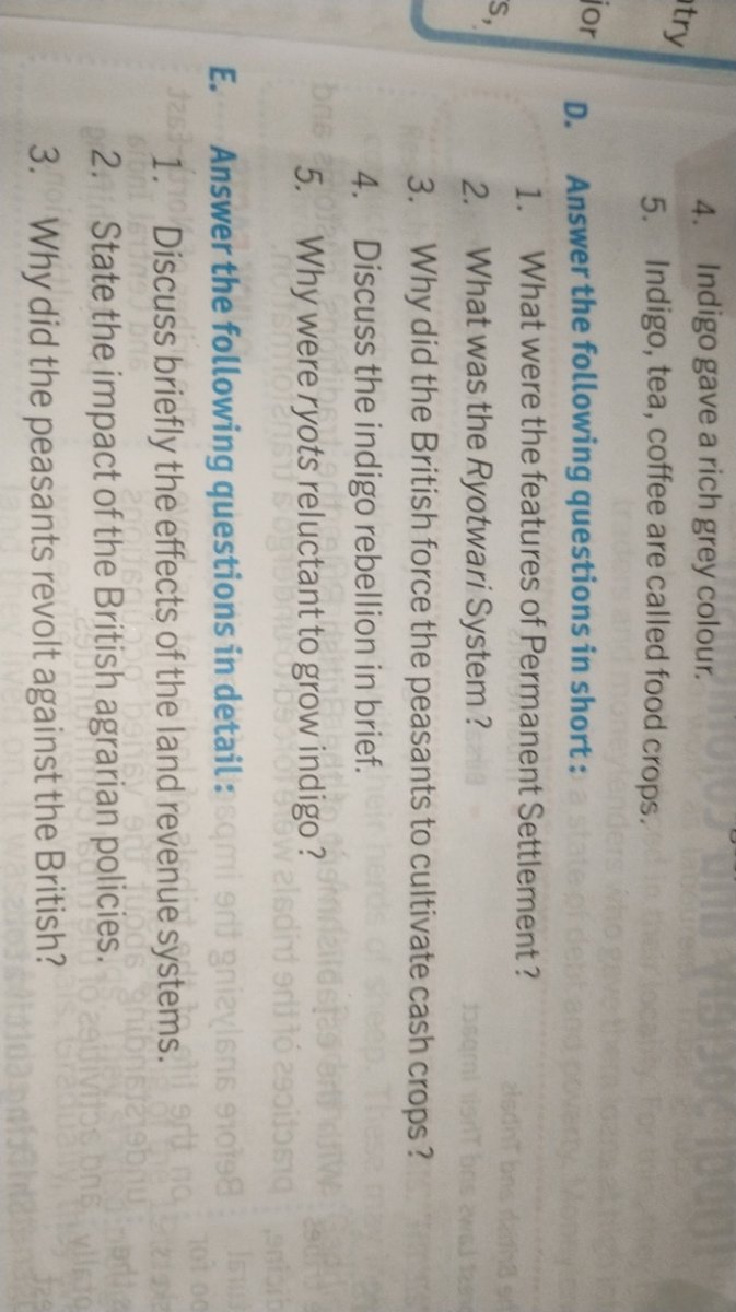 Here are the questions: D. Answer the following questions in short: What..