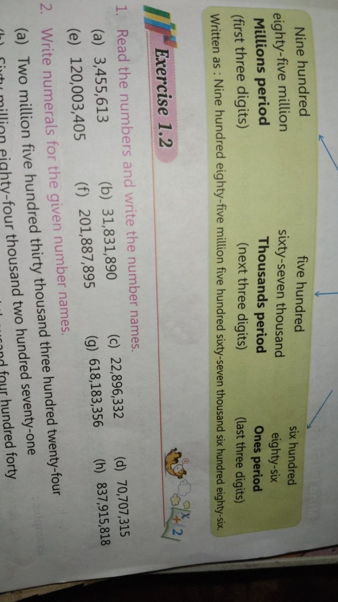 Exercise 1.2 Read the numbers and write the number names. (a) 3,455,6..