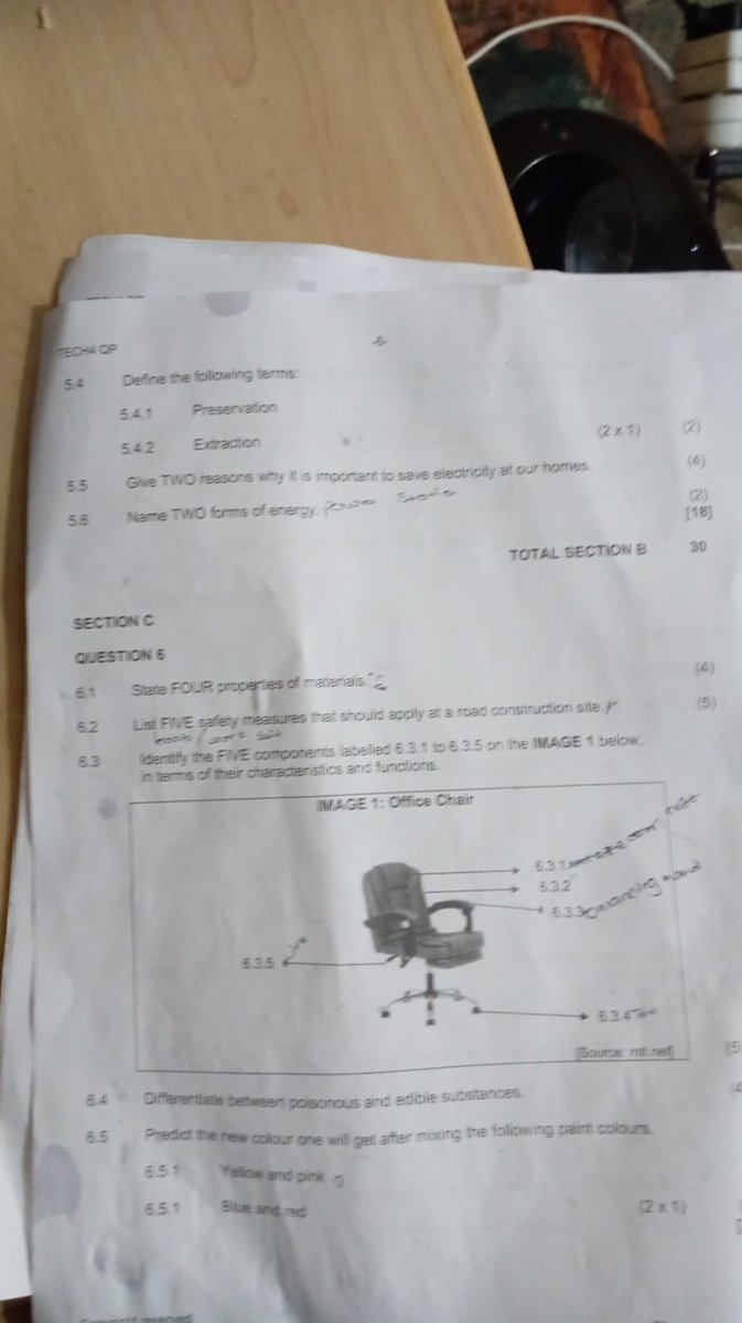 SECTION B QUESTION 5 5.4 Define the following terms: 5.4.1 Preservati..
