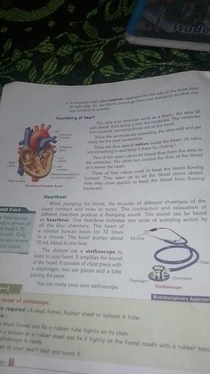 A muscular wall called septum separates the left side of the heart from i..