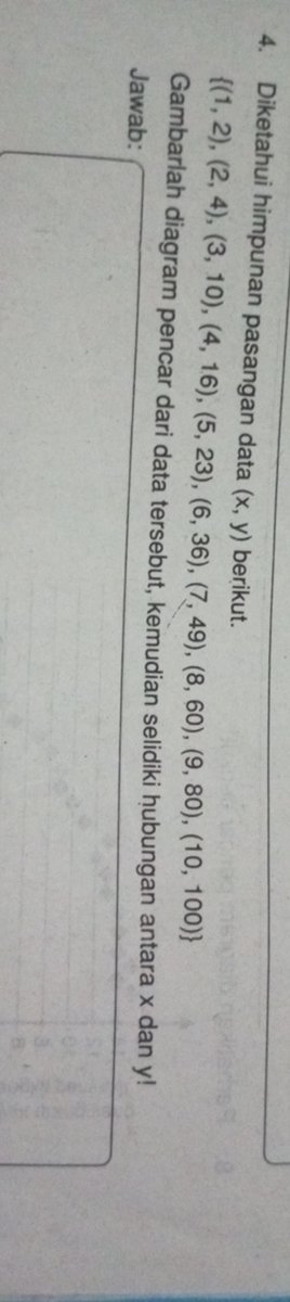 Given the following set of data pairs (x, y): {(1, 2), (2, 4), (3, 10),
