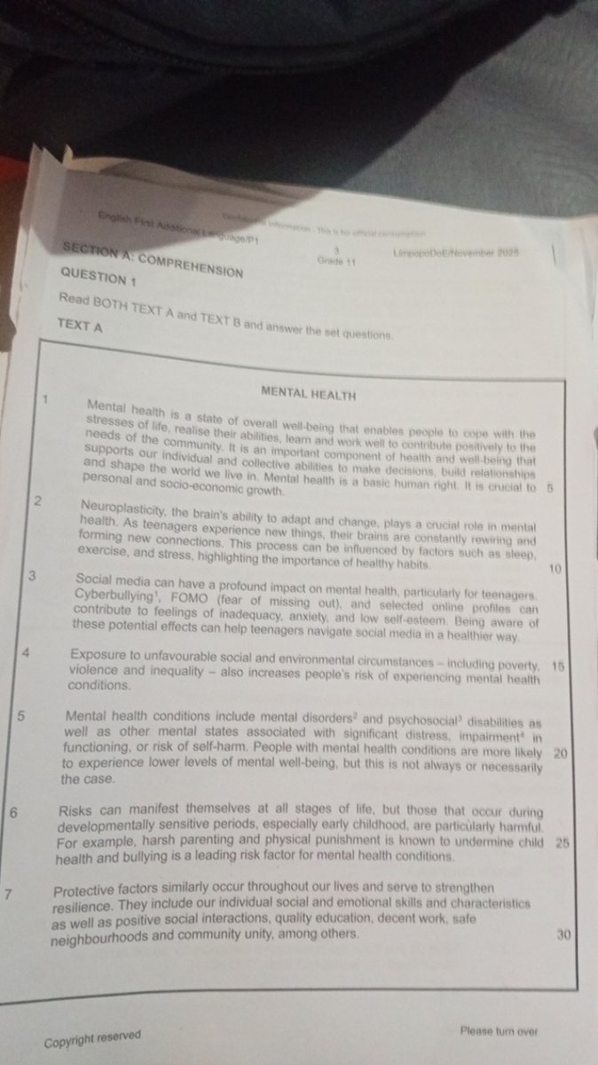 SECTION A: COMPREHENSION QUESTION 1 Read BOTH TEXT A and TEXT B and answe..