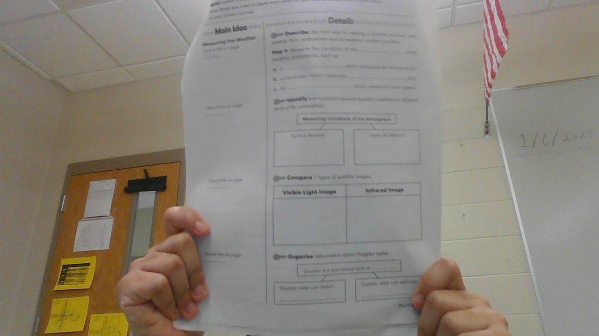 Main Idea Measuring the Weather Details Describe the first step in makin..