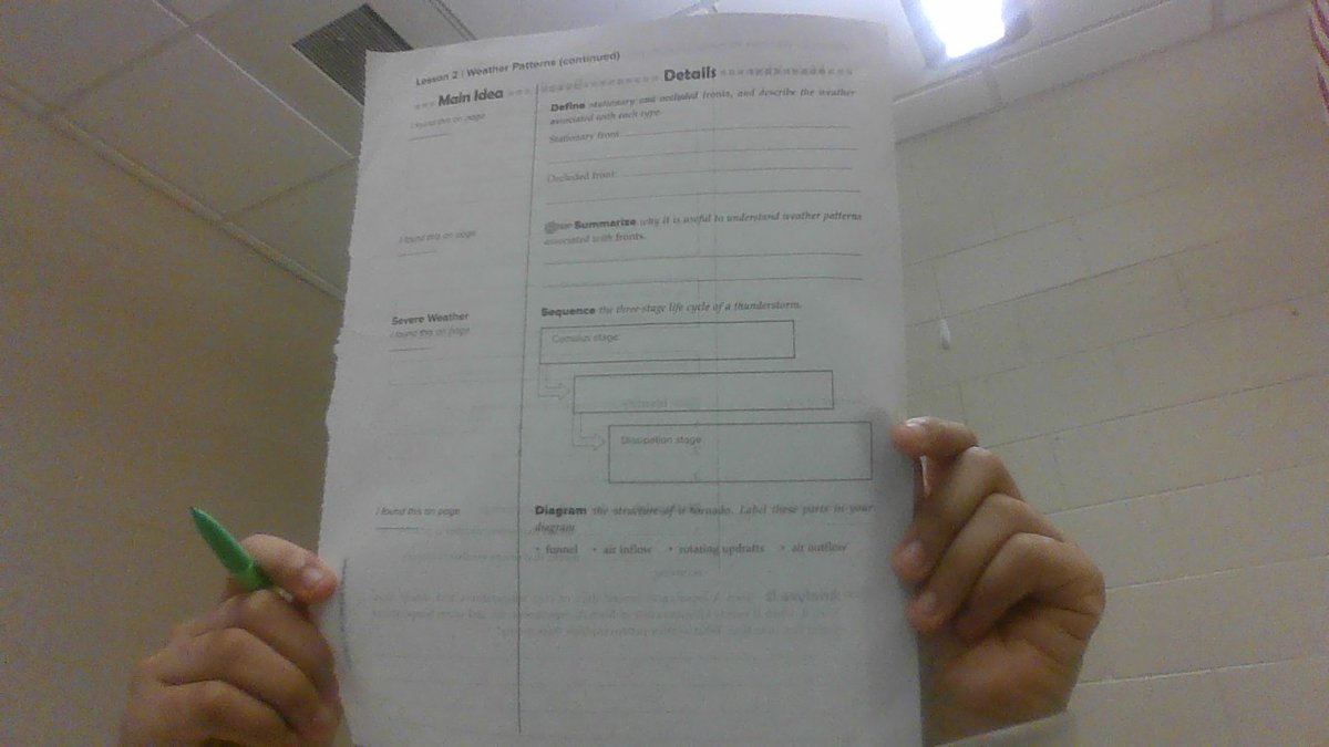 Lesson 2: Weather Patterns (continued) Main Idea Details Define statio..