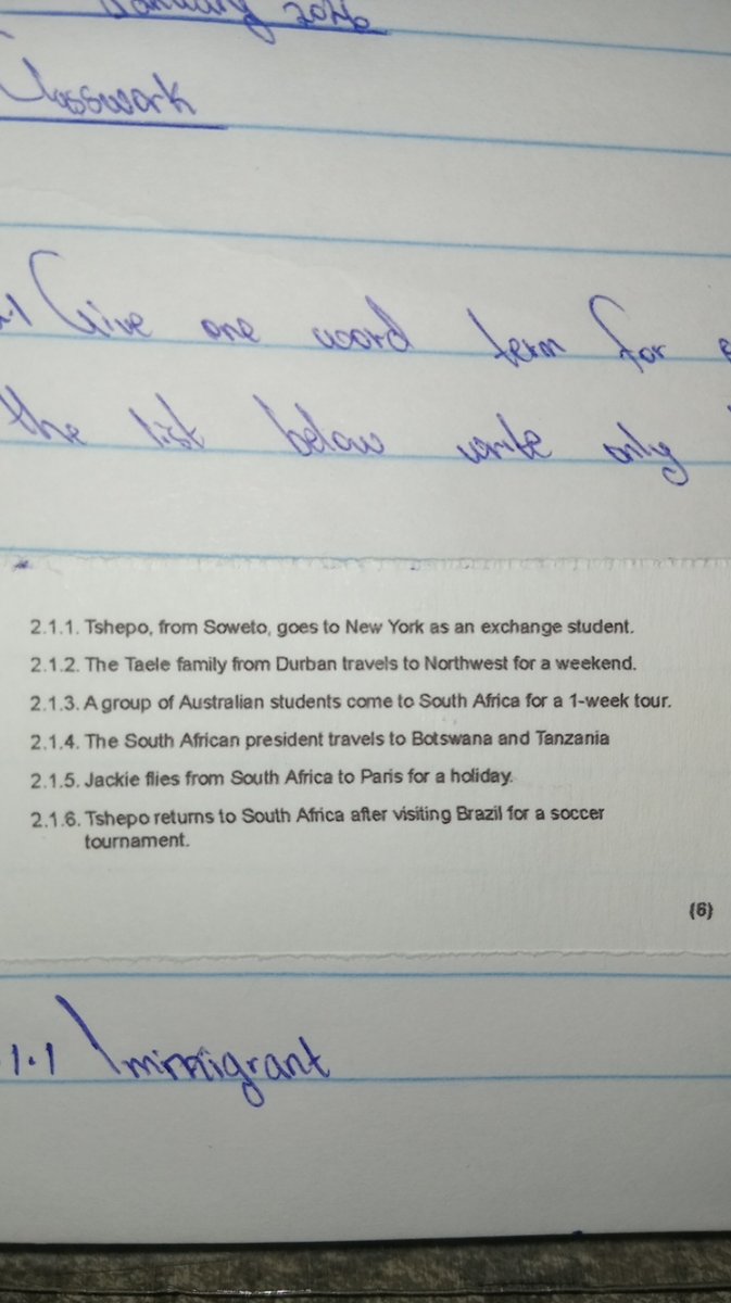 Give one word/term for each of the following scenarios. Write only the an..