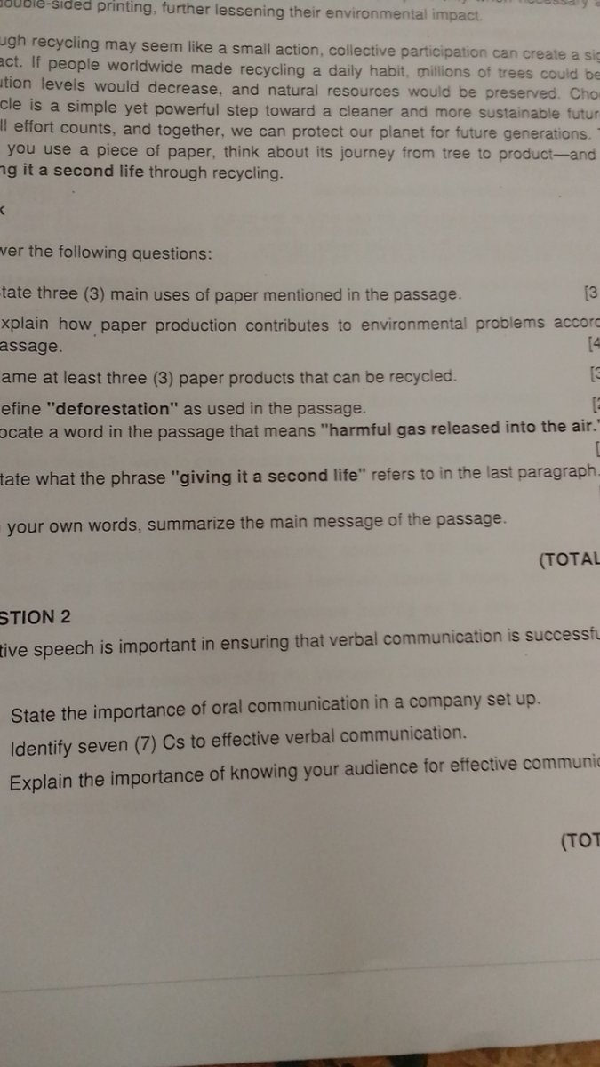 Answer the following questions: State three (3) main uses of paper menti..