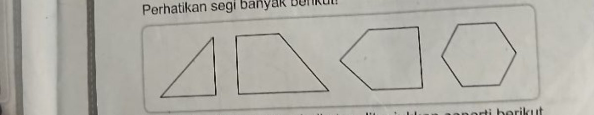 Perhatikan segi banyak berikut! [Image of various polygons: a triangle,