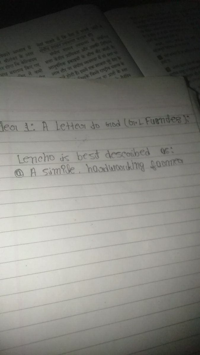 Lencho is best described as: A. A simple, hardworking farmer | Filo