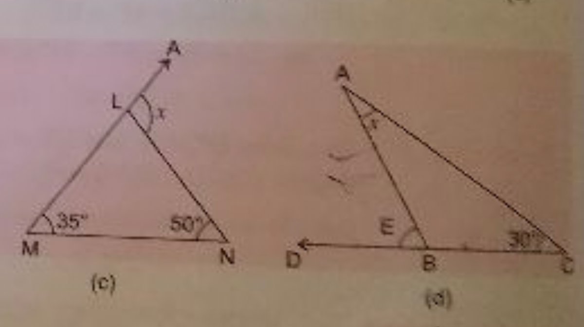 The image shows two diagrams, (c) and (d). In diagram (c): A triangle LM..