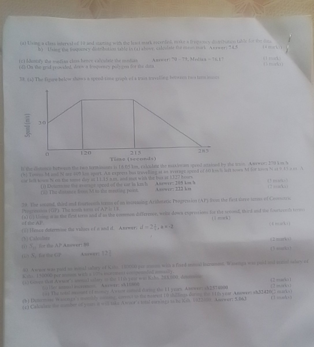 (a) The figure below shows a speed-time graph of a train travelling betwe..