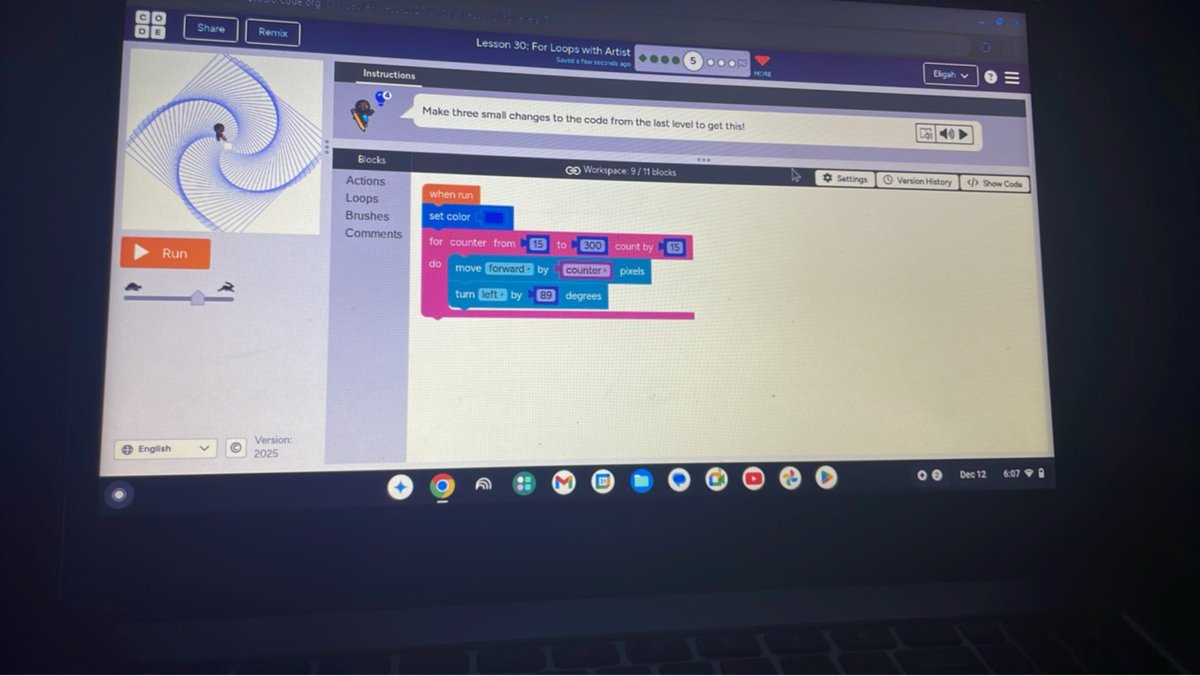 Make three small changes to the code from the last level to get this! w..