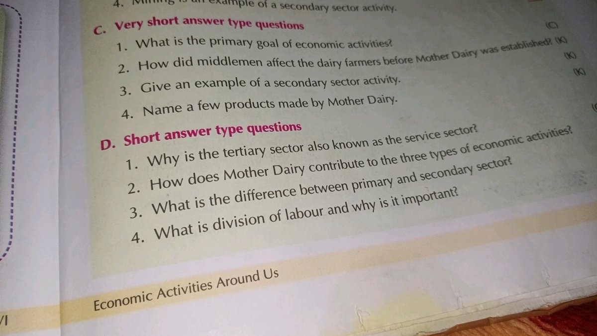 C. Very short answer type questions What is the primary goal of economic