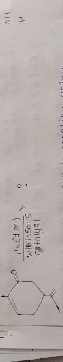 The image shows a chemical reaction with a starting material (a cyclic ke..