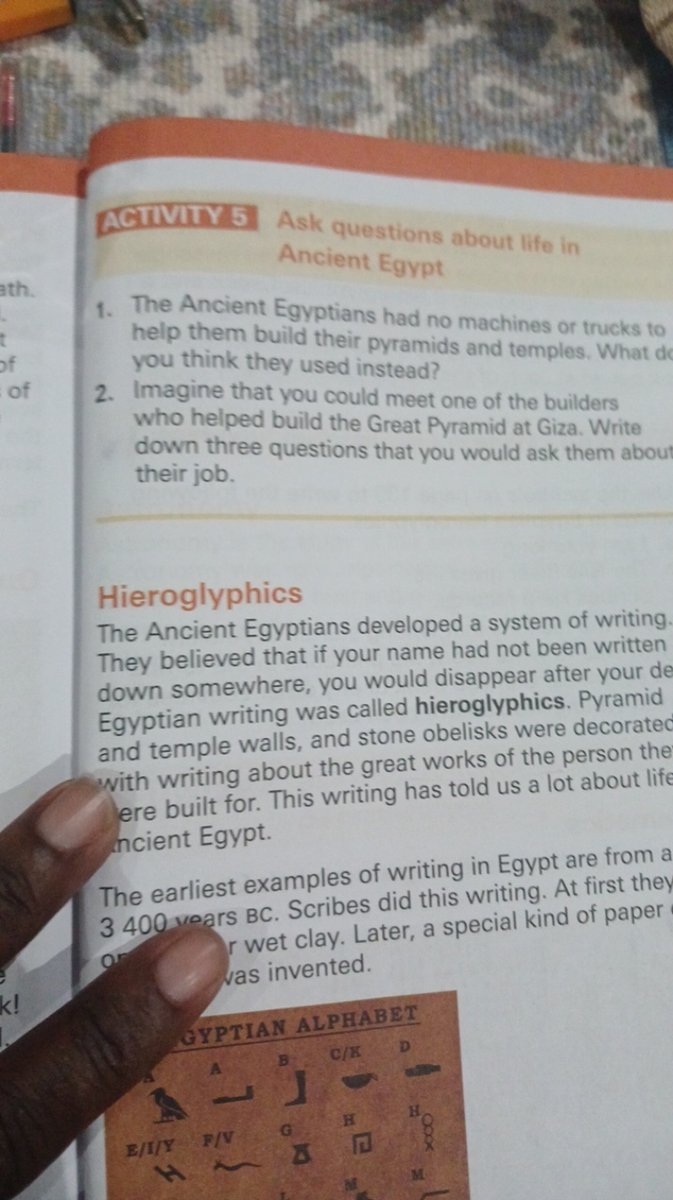 ACTIVITY 5 Ask questions about life in Ancient Egypt The Ancient Egyptia..