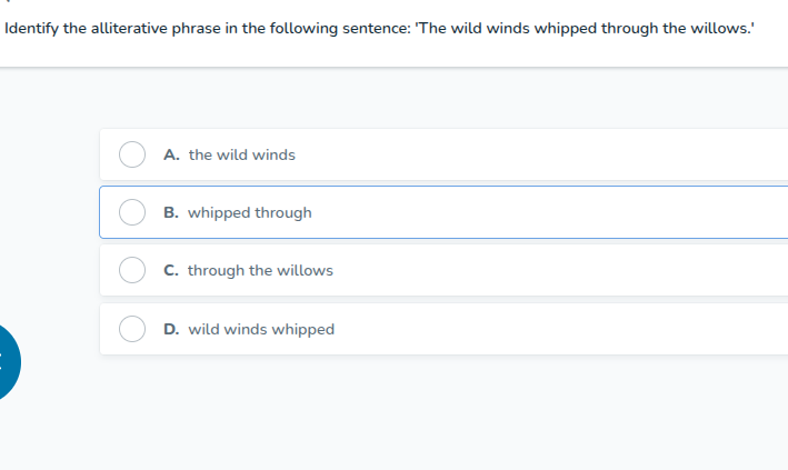 Identify the alliterative phrase in the following sentence: 'The wild win..
