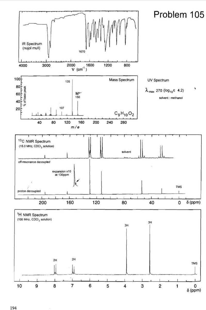 Problem 105 IR Spectrum (nujol mull) 1670 4000 3000 2000 1600 1200 800..