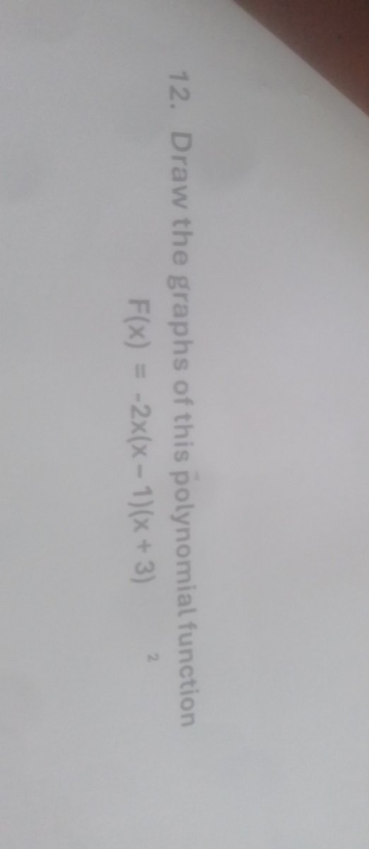 Draw the graphs of this polynomial function F(x) = -2x(x-1)(x+3)^2 | Filo