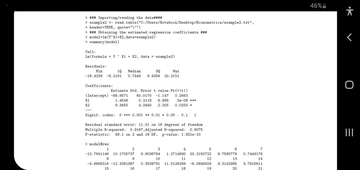 Using the provided output, find the ANOVA, R, and adjusted R values...