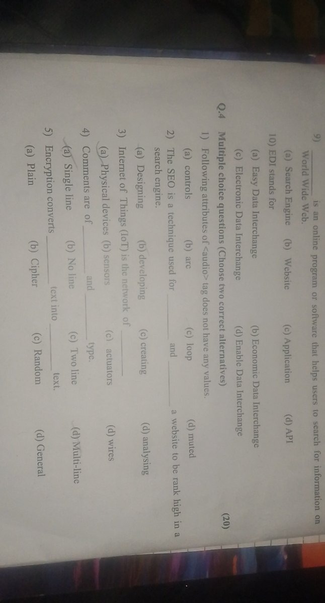 Q.4 Multiple choice questions (Choose two correct alternatives) 1) Follo..