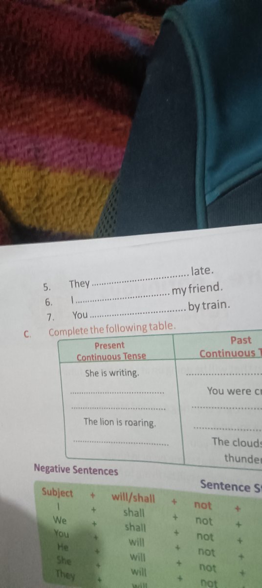 Complete the following table. Present Continuous Tense | Present Contin..