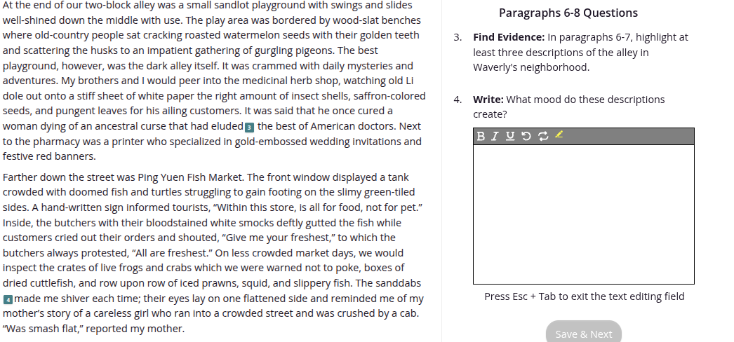 Here are questions based on paragraphs 6-8: Find Evidence: In paragraphs..