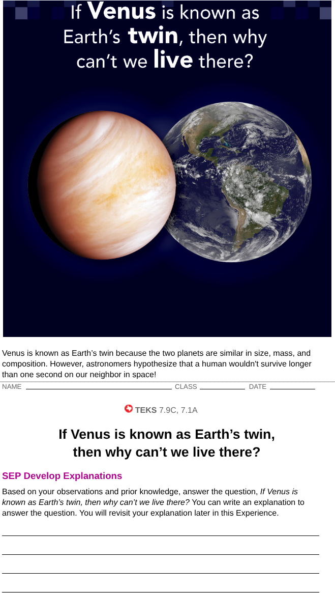 If Venus is known as Earth's twin, then why can't we live there? Venus i..