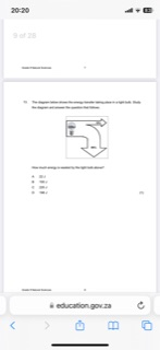 The diagram below shows the energy transfer taking place in a light bulb...