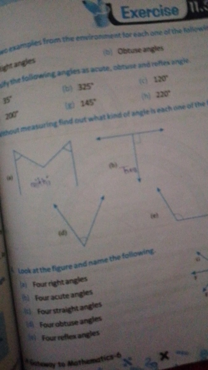 Exercise 11.3 Give two examples from the environment for each one of the..
