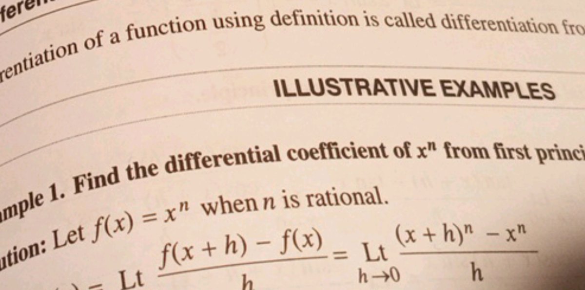 Find the differential coefficient of x^n from first principles when n is