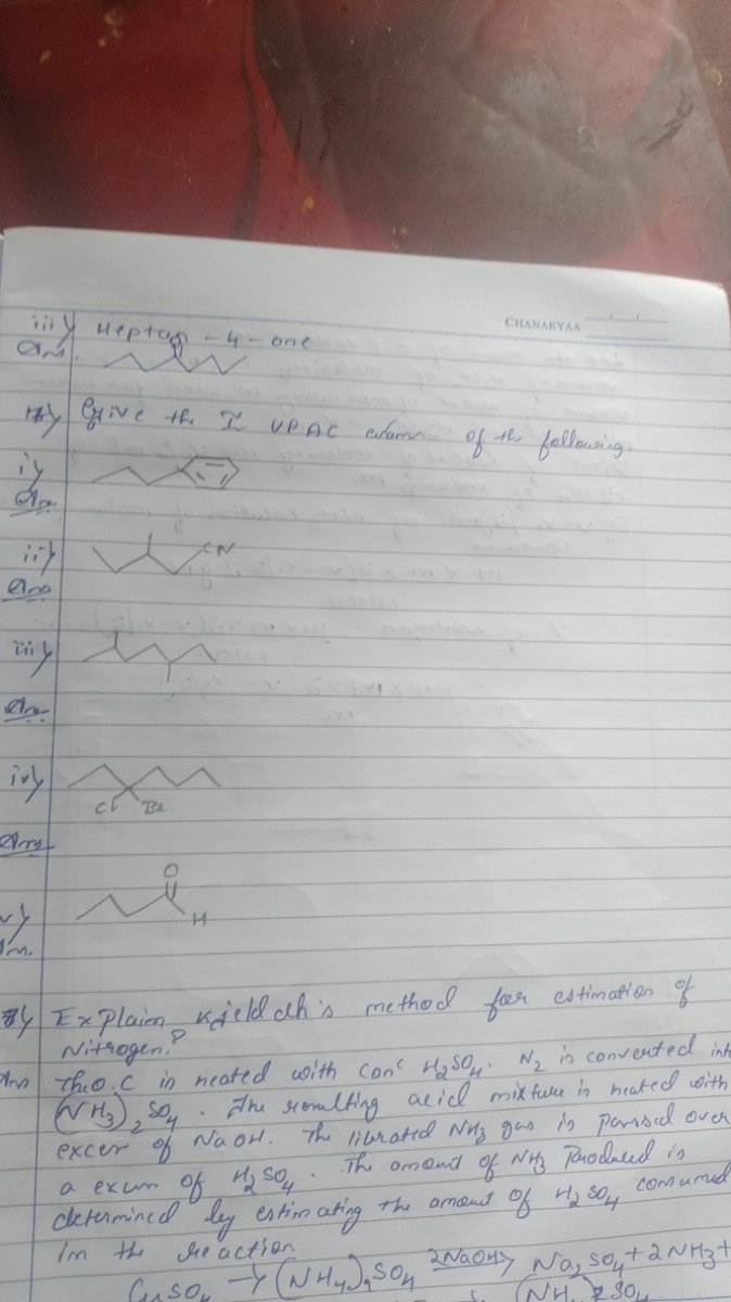 Give the IUPAC names of the following: i) ii) iii) iv) v)
