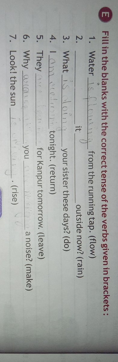 Fill in the blanks with the correct tense of the verbs given in brackets:..