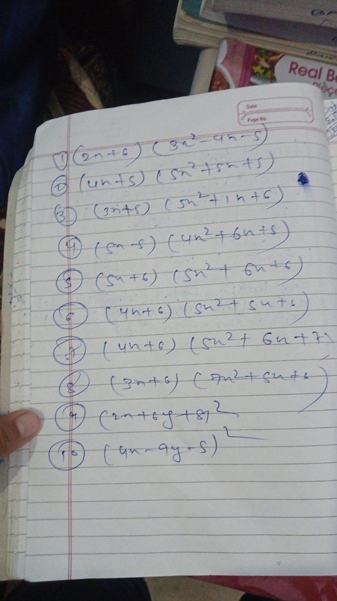 The user has provided an image containing 10 algebraic expressions, likel..
