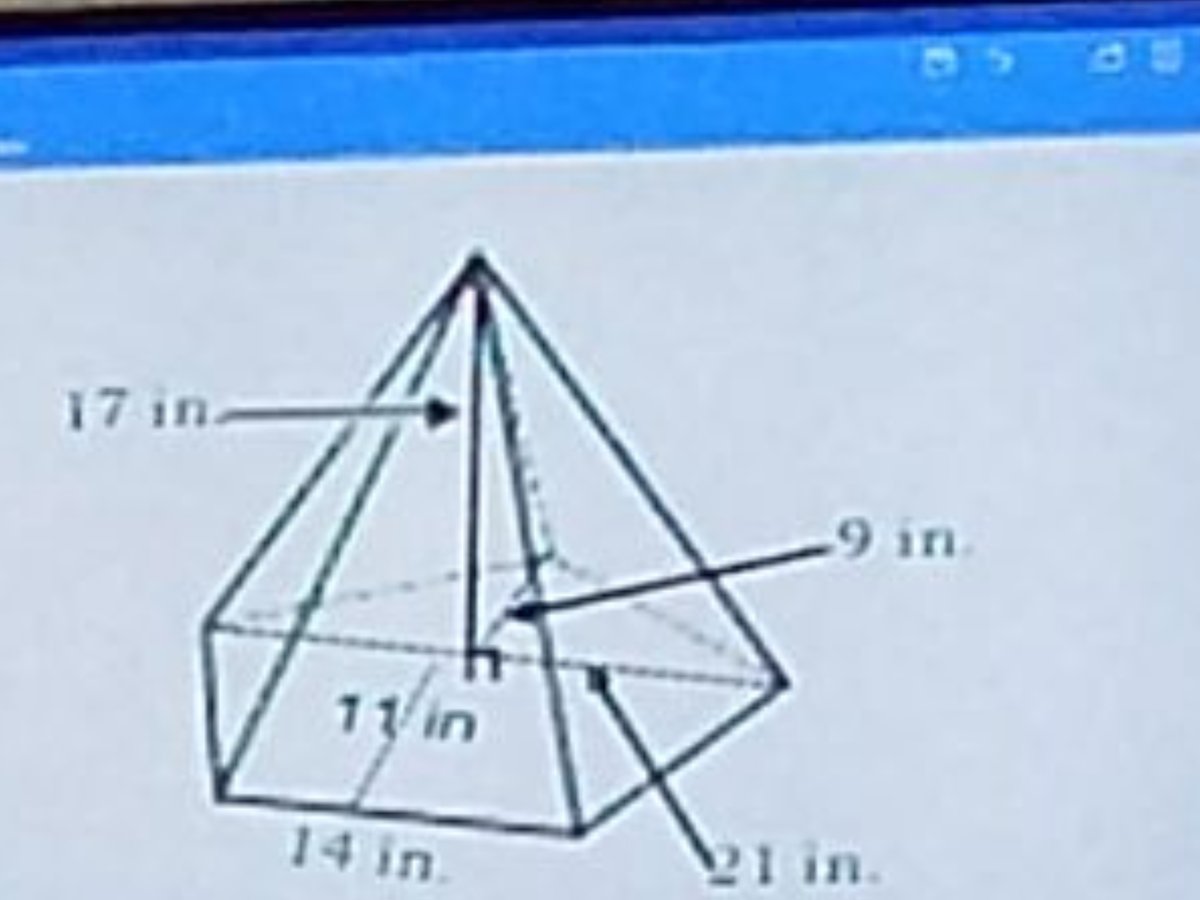 The image shows a frustum of a pyramid with the following dimensions: Top..