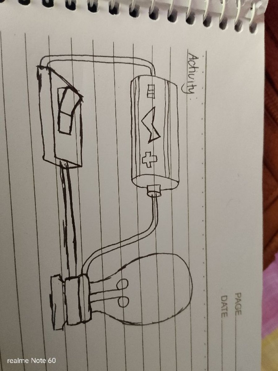 The image shows a hand-drawn diagram of a simple electrical circuit. It i..