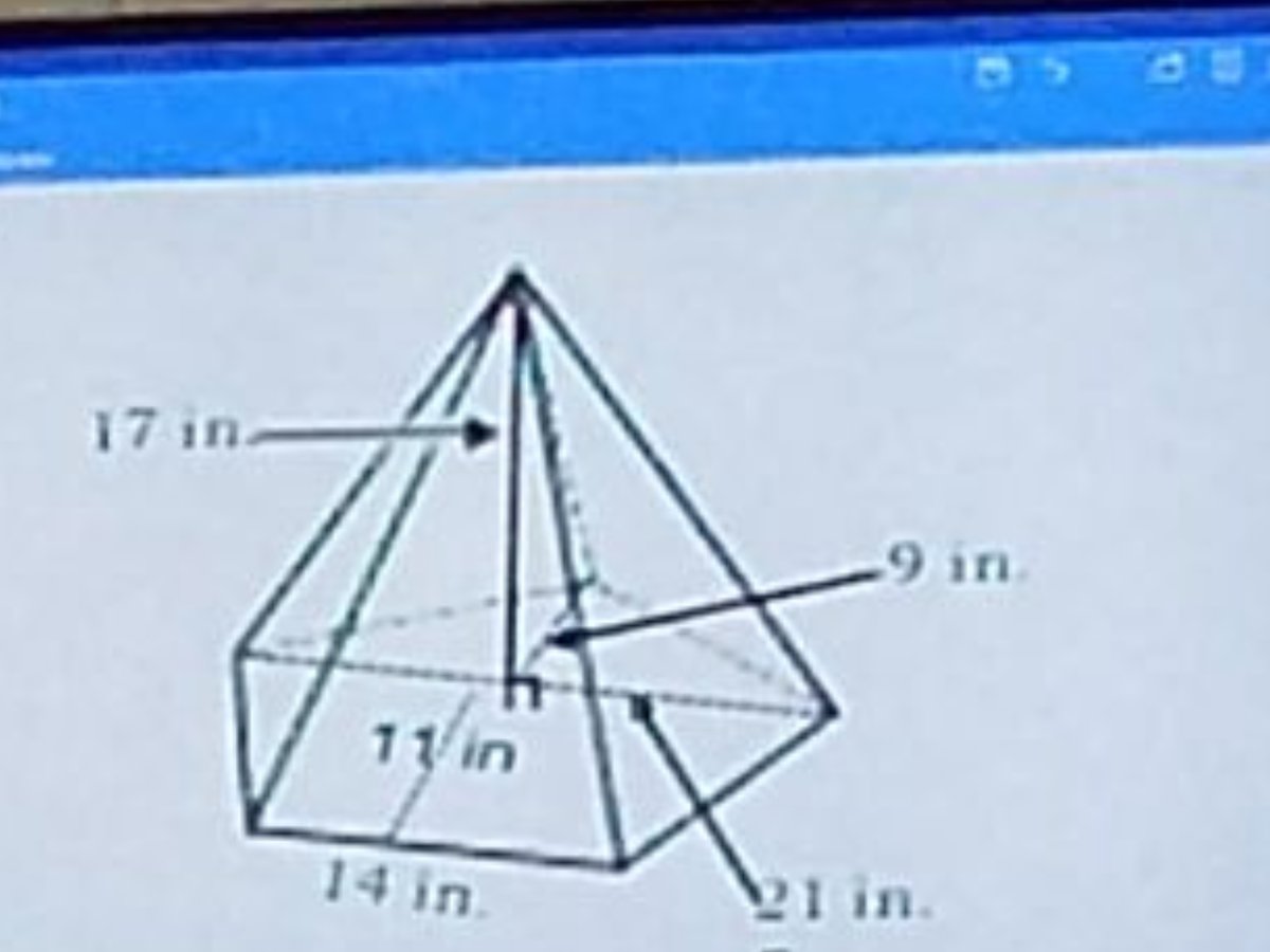 The image shows a pyramid with the following dimensions: Slant height: 17..
