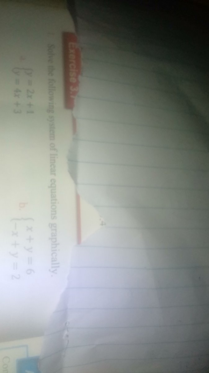 Solve the following system of linear equations graphically. a. y = 2x