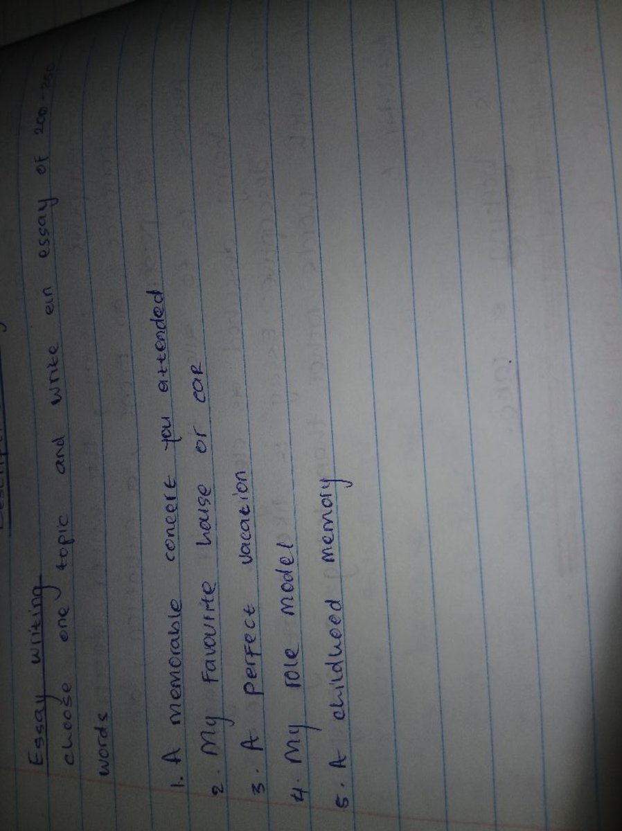 Essay writing Choose one topic and write an essay of 200-250 words. A me..
