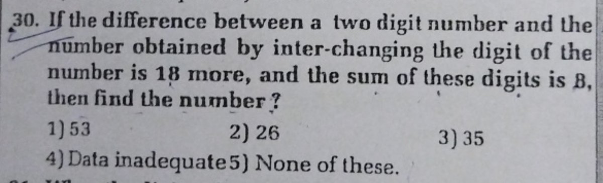 If the difference between a two digit number and the number obtained by i..