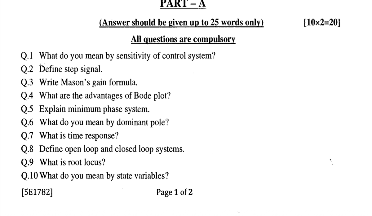 PART – A (Answer should be given up to 25 words only) All questions are c..