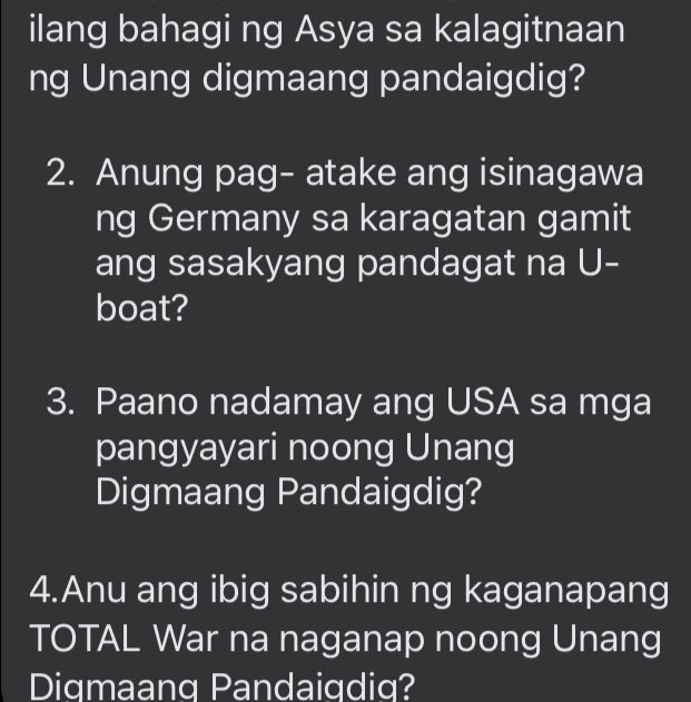 Ilang bahagi ng Asya sa kalagitnaan ng Unang Digmaang Pandaigdig? Anong p..