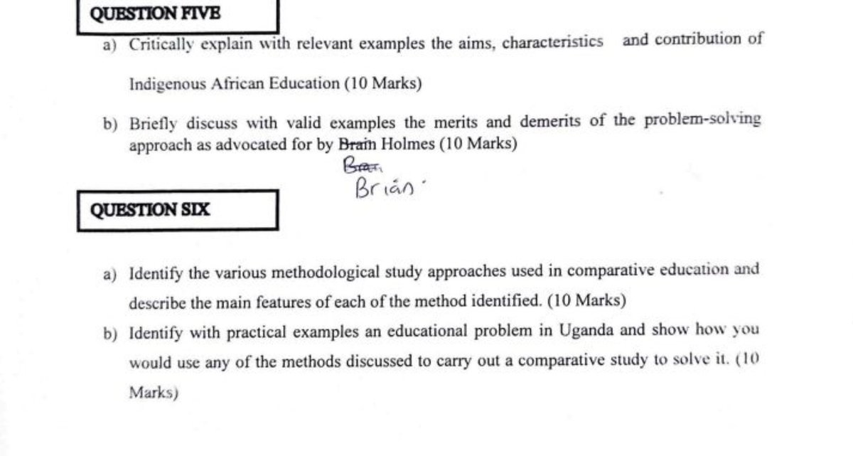 QUESTION FIVE a) Critically explain with relevant examples the aims, char..