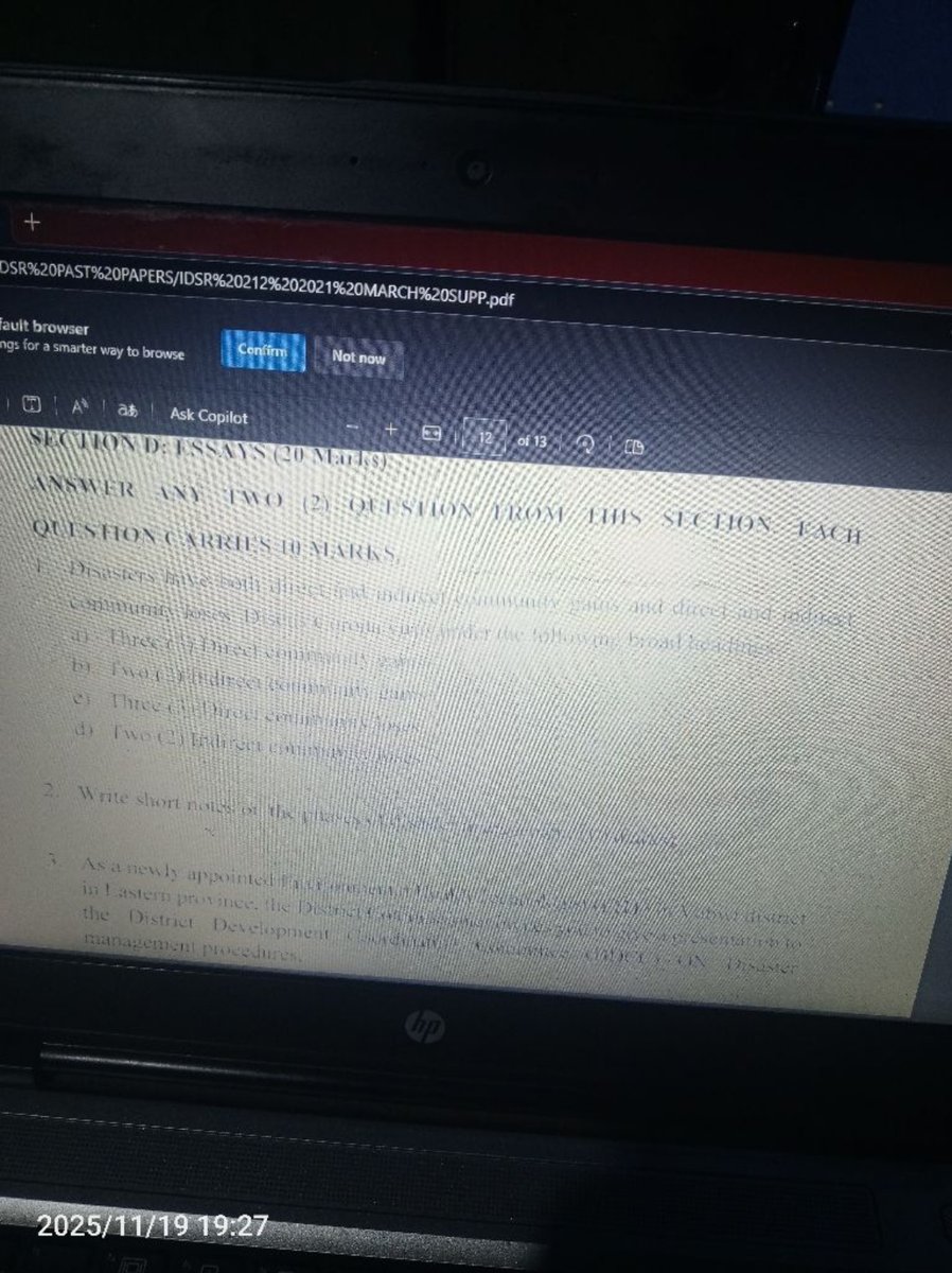 SECTION D: ESSAYS (20 Marks) ANSWER ANY TWO (2) QUESTION FROM THIS SECTI..