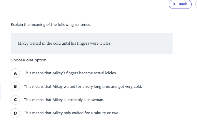 Explain the meaning of the following sentence. "Mikey waited in the cold..